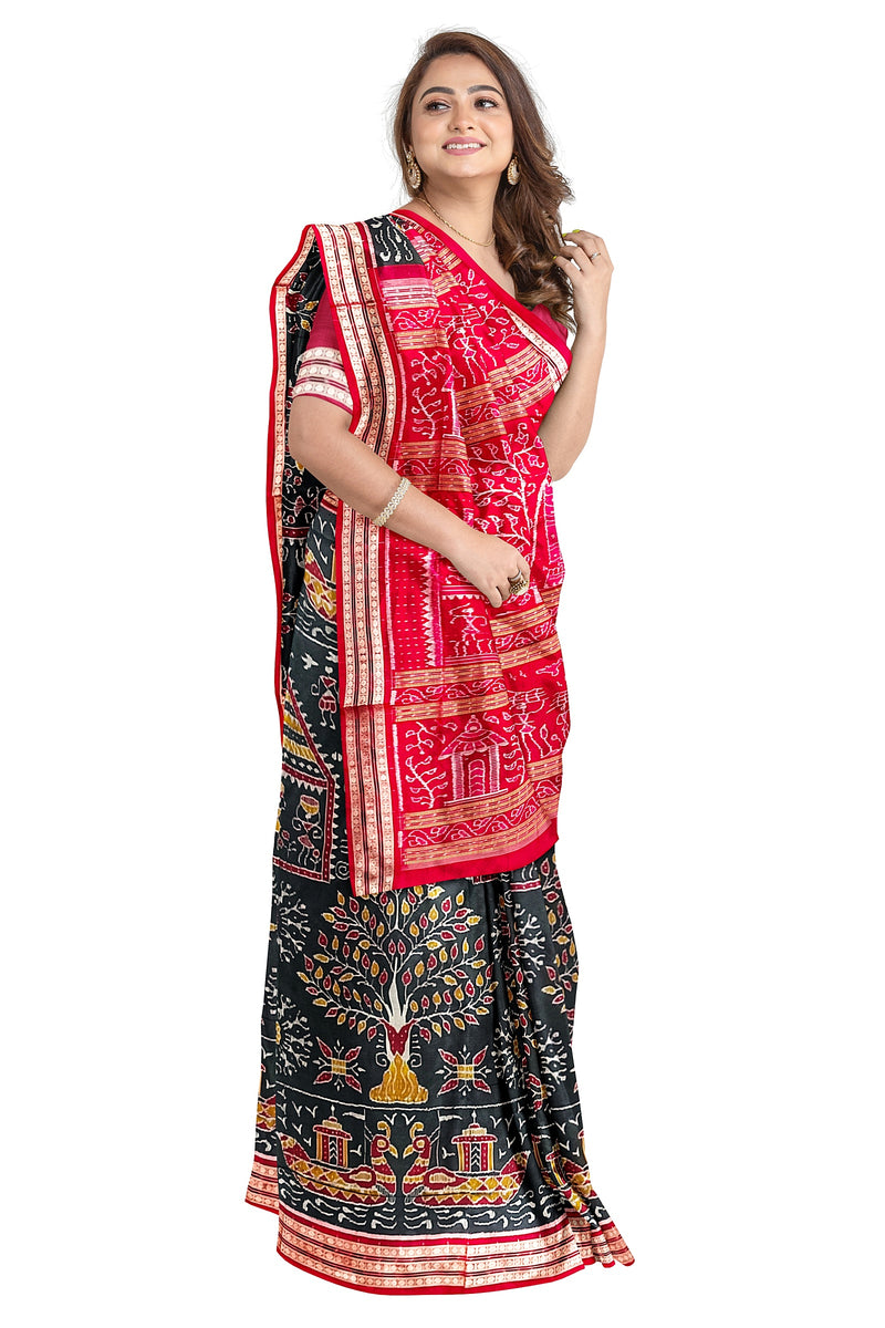 Exquisite Tribal art design Premium sambalpuri silk saree with blouse